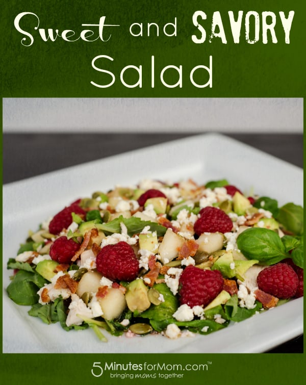 Sweet and Savory Chicken Salad with Bacon, Raspberries and Feta
