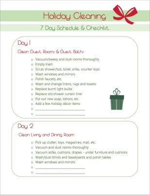Holiday Cleaning Help - A Printable Schedule and Checklist - 5 Minutes ...