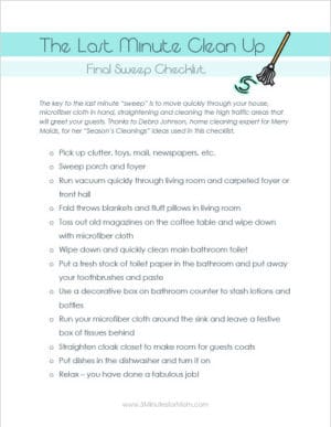 Last Minute Cleaning Checklist Free Printable