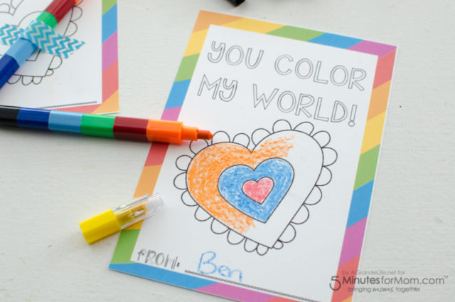 "You Color My World" Free Printable Valentines