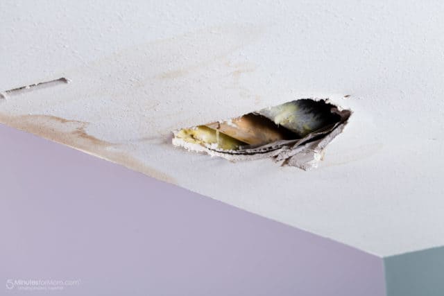 How A Crowded Cupboard Destroyed Our Basement Ceiling - 5 Minutes for Mom