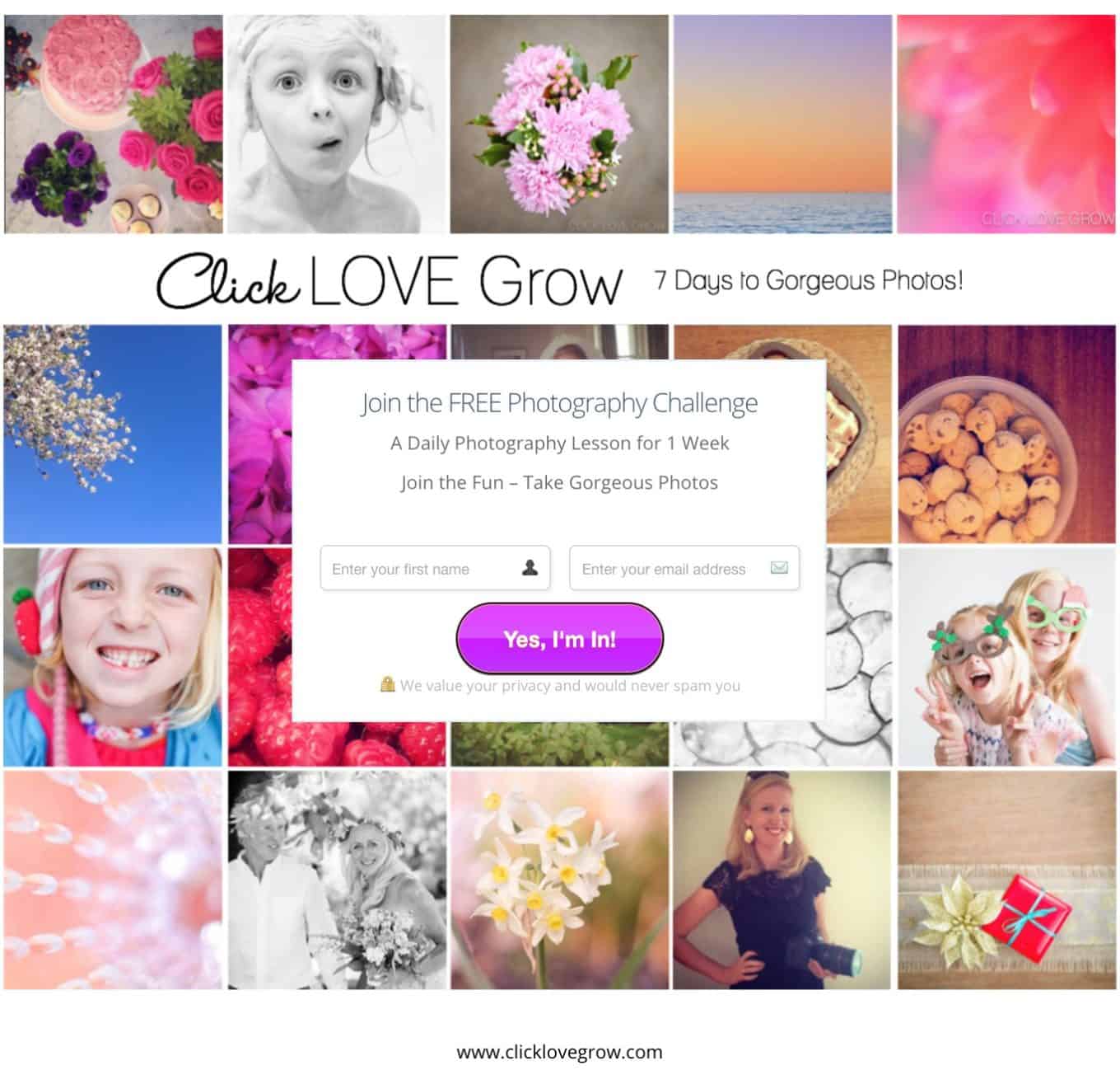 Learn How To Take Photos You LOVE with Click Love Grow