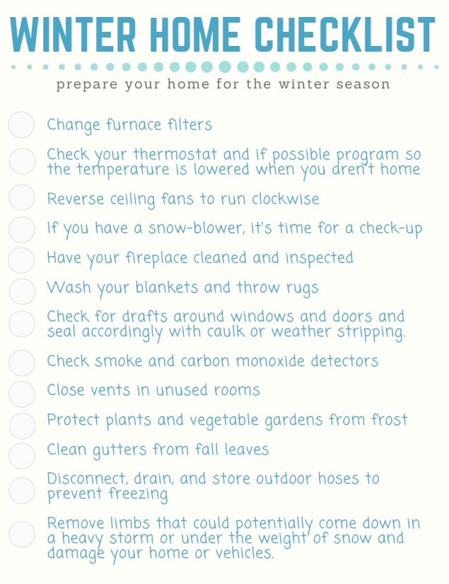 Winter Preparation Tips and Chemical Free Cleaning - Free Printable