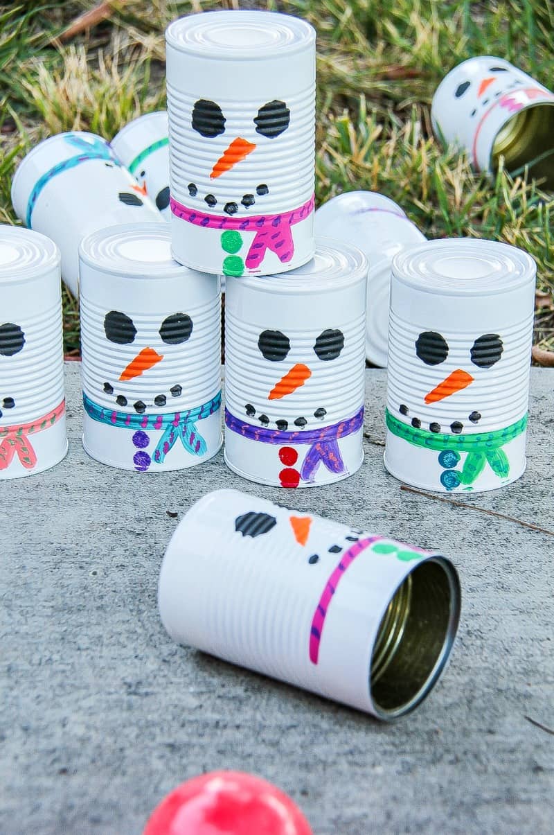 DIY Snowman Tin Can Toss - Fun Winter Activity For Kids