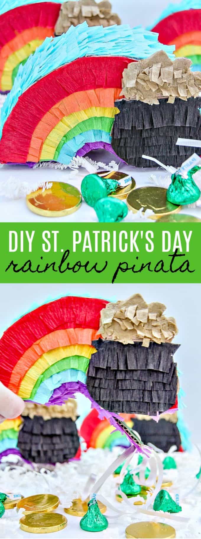 DIY St. Patrick's Day Mini Rainbow Piñatas