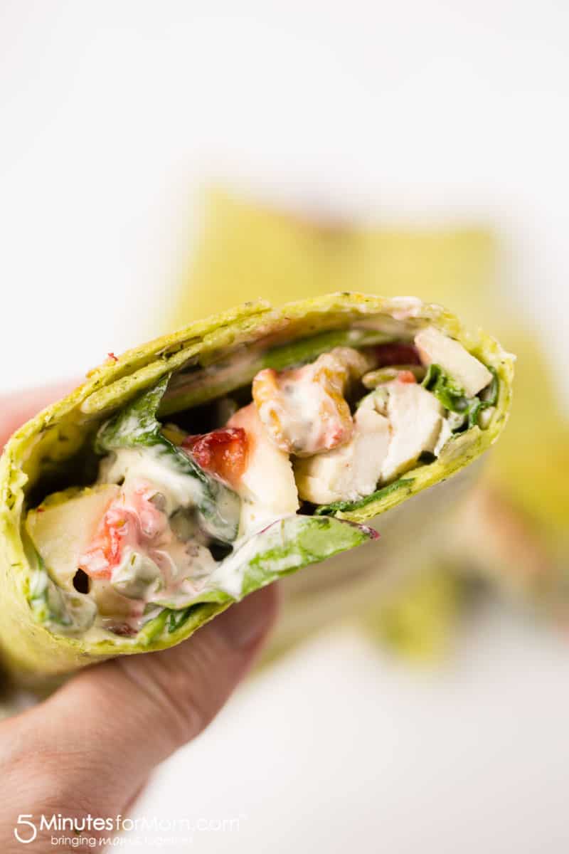 Grilled Chicken Wrap with Spinach, Strawberries, and Walnuts