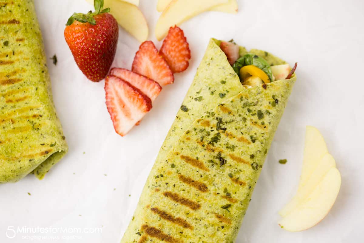 Grilled Chicken Wrap with Spinach, Strawberries, and Walnuts