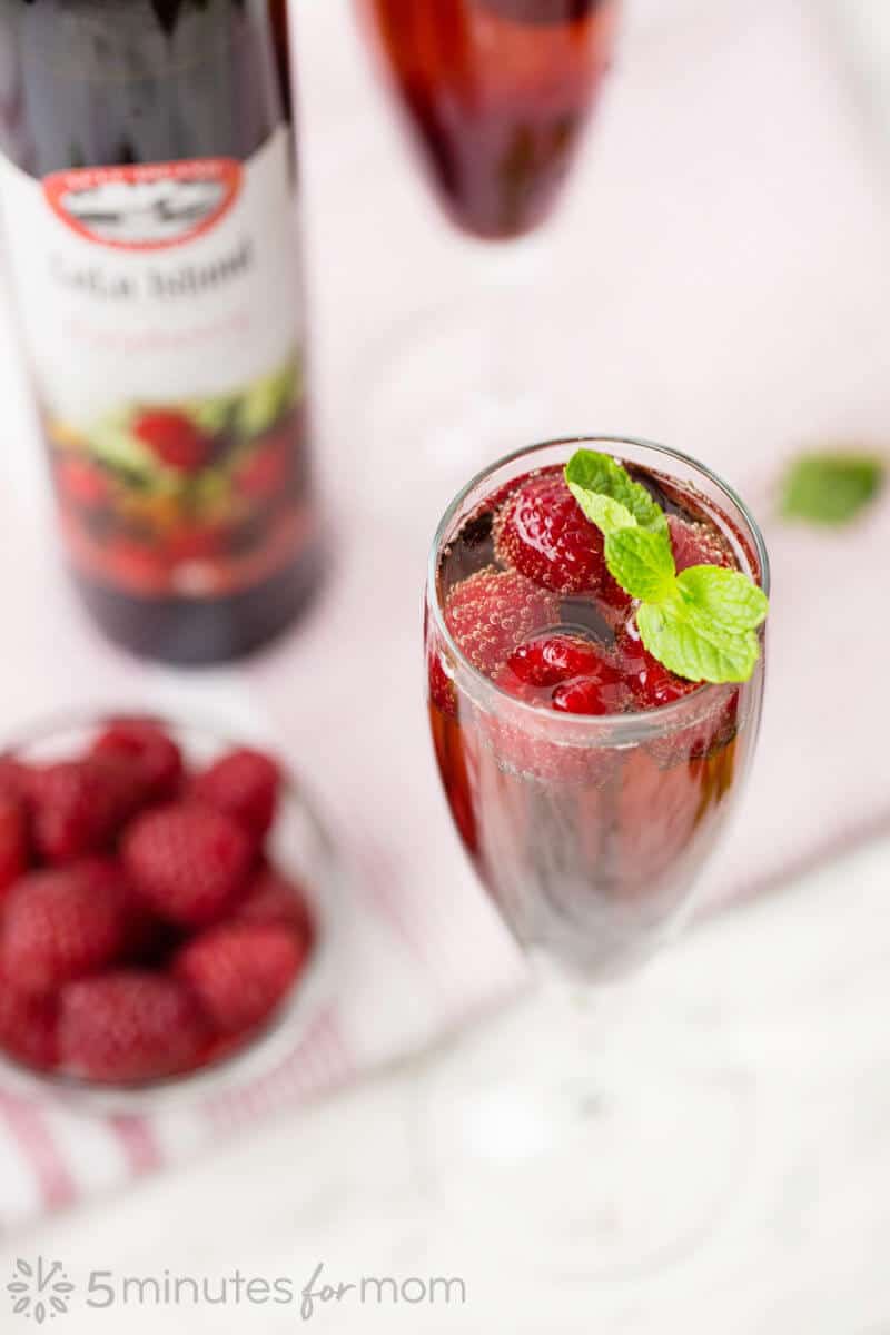 Raspberry Sparkling Wine Cocktail - 5 Minutes for Mom