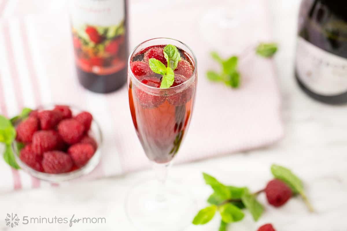 Raspberry Sparkling Wine Cocktail - 5 Minutes for Mom