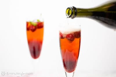 Raspberry Sparkling Wine Cocktail - 5 Minutes for Mom