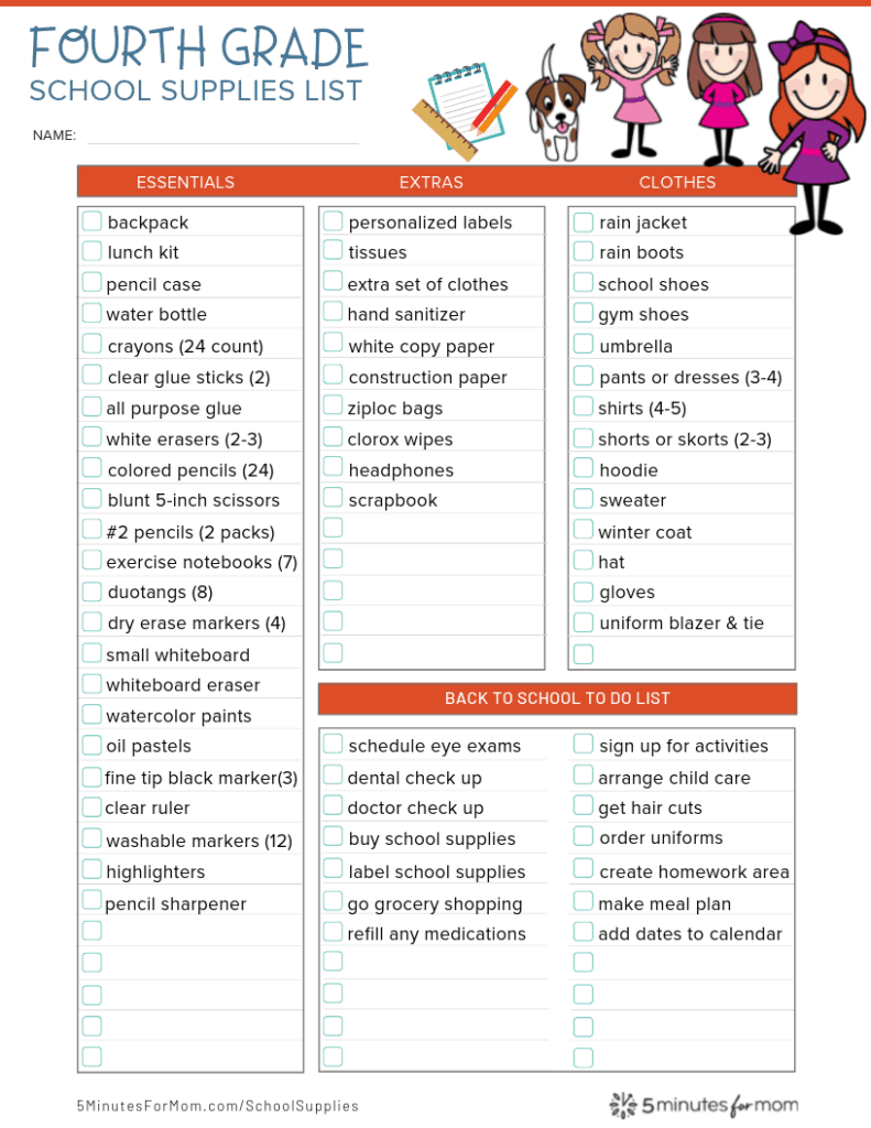 School Supplies List and Back to School Shopping Guide - 5 Minutes for Mom