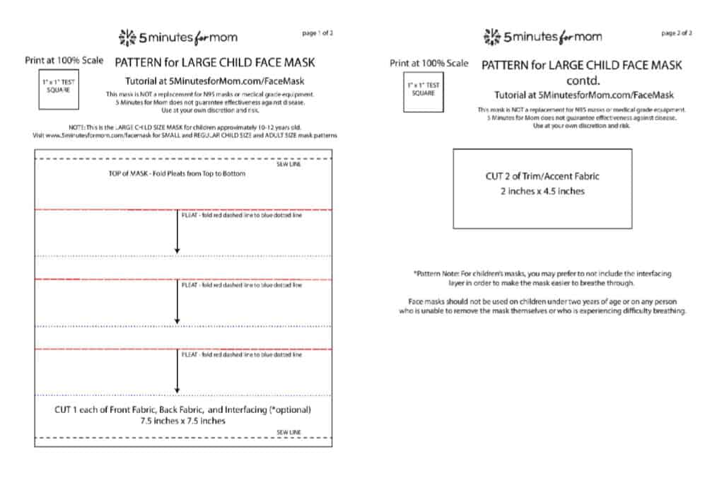 DIY Face Mask Pattern - How To Make A Cloth Face Mask - 5 Minutes for Mom