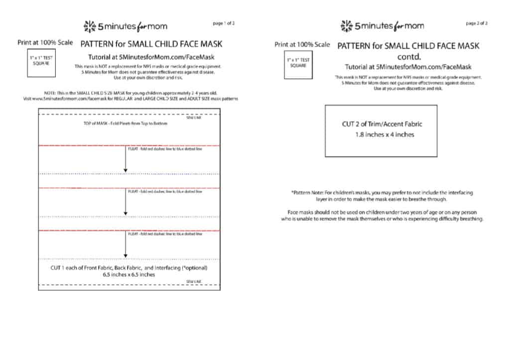 DIY Face Mask Pattern - How To Make A Cloth Face Mask - 5 Minutes for Mom