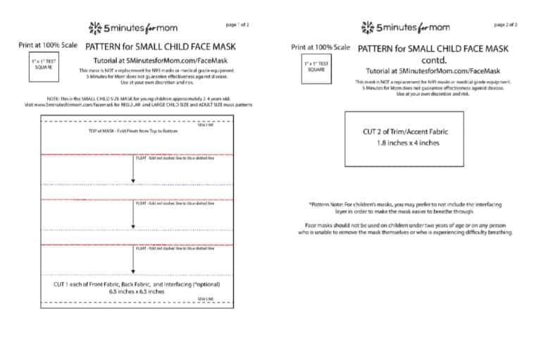 DIY Face Mask Pattern - How To Make A Cloth Face Mask - 5 Minutes for Mom
