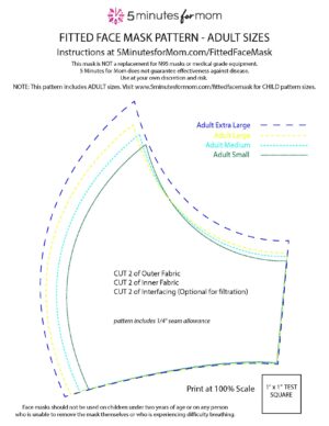 Best Fitted Face Mask Pattern PDF in 9 Sizes - 4 Adult and 5 Kids Sizes ...
