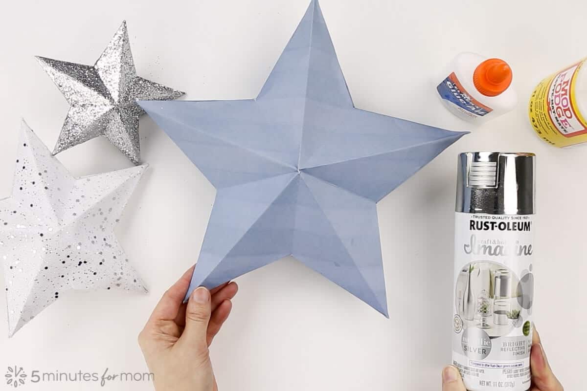 3D Paper Star Christmas Tree Topper - 5 Minutes for Mom
